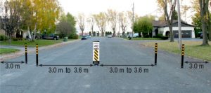 Traffic Calming devices - solutions - Layout - Ped-Zone sign